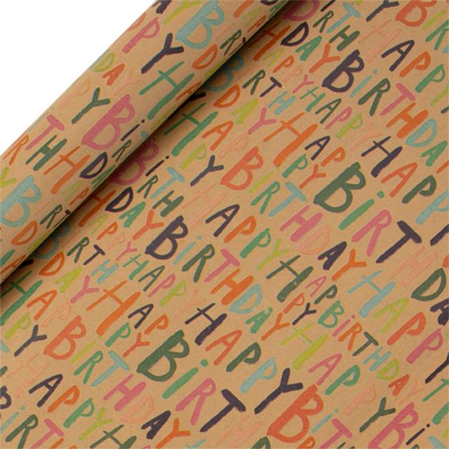 Sainsbury s Kraft Happy Birthday Text Birthday Gift Wrap Wrapping Paper 3m Sainsbury s